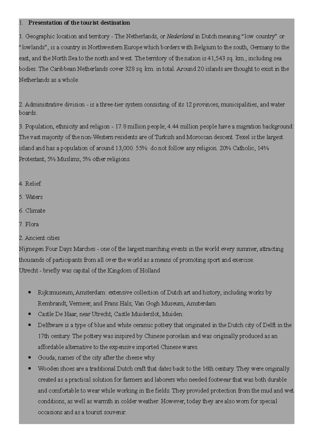 Script for presentation international tourism - Presentation of the ...