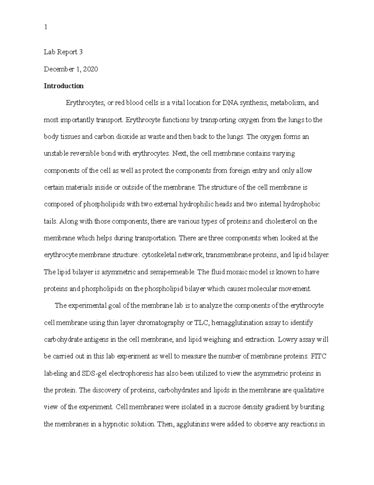 Bio300 lab 3 - Lab report 3 for BIOL 300 - Lab Report 3 December 1 ...