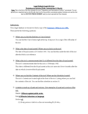 LEGAL104- Moot Written Submission - Mooting A moot is a mock court in ...