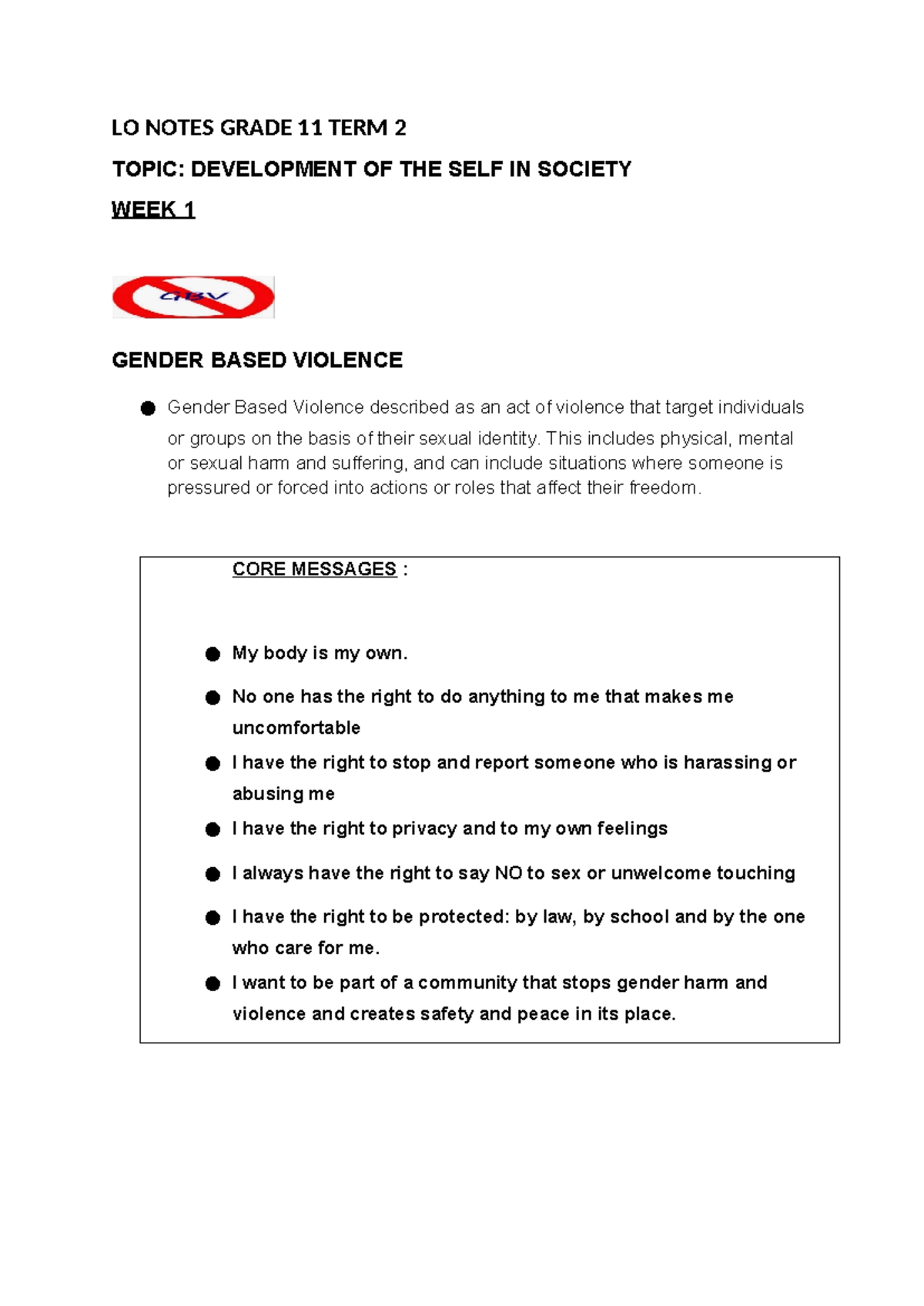 LO Notes Grade 11 TERM 2 - study hard - LO NOTES GRADE 11 TERM 2 TOPIC ...