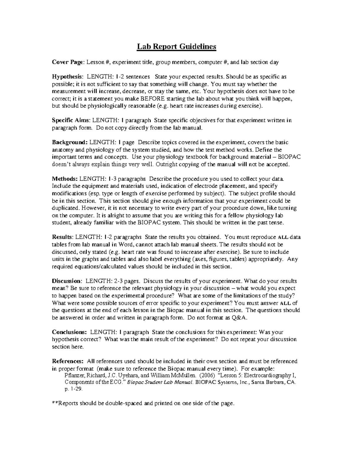 Lab Report Guidelines - Lab Report Guidelines Cover Page: Lesson ...