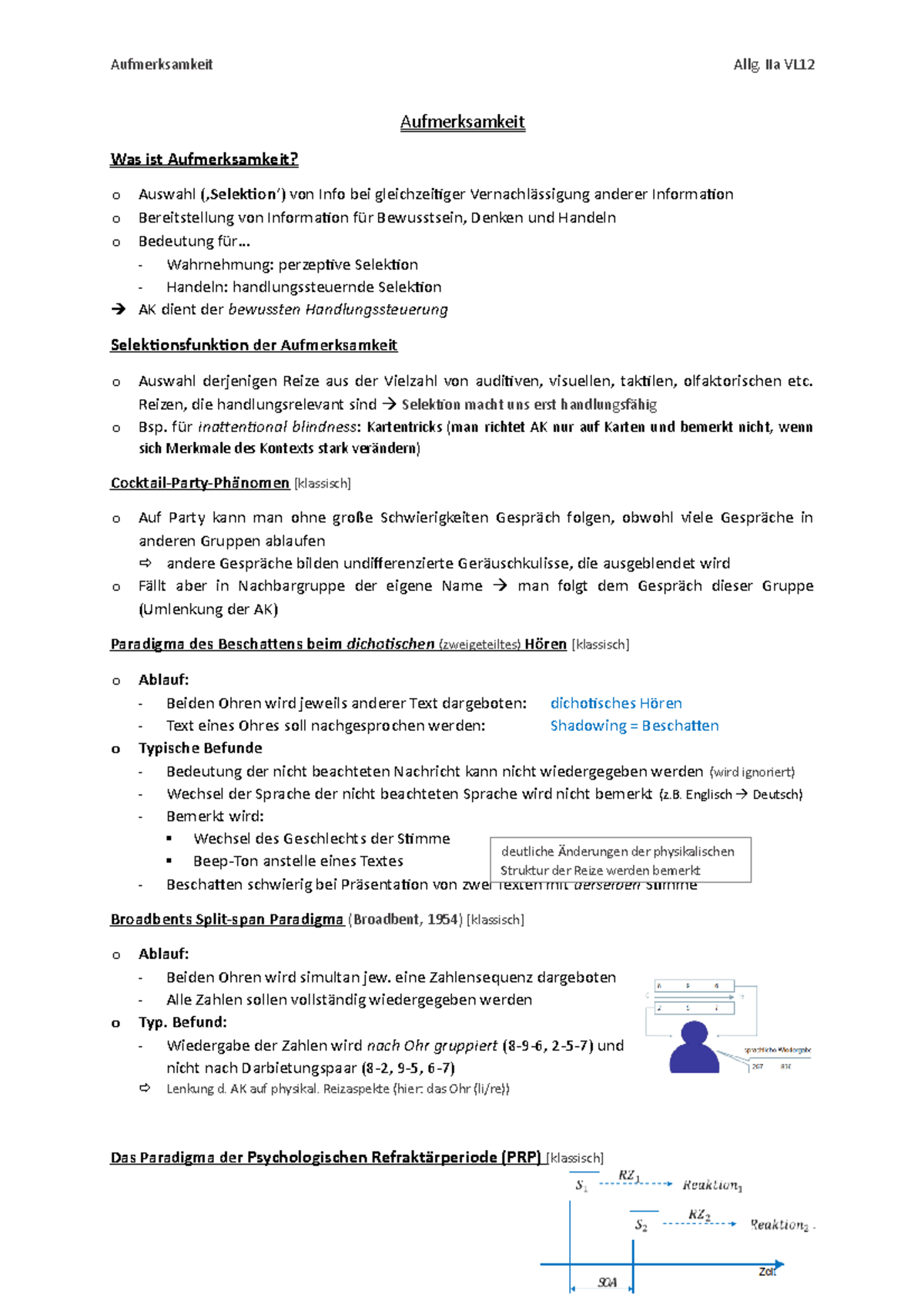 12 Aufmerksamkeit - WiSe Vorlesung - Aufmerksamkeit Was ist Aufmerksamkeit? o Auswahl ...