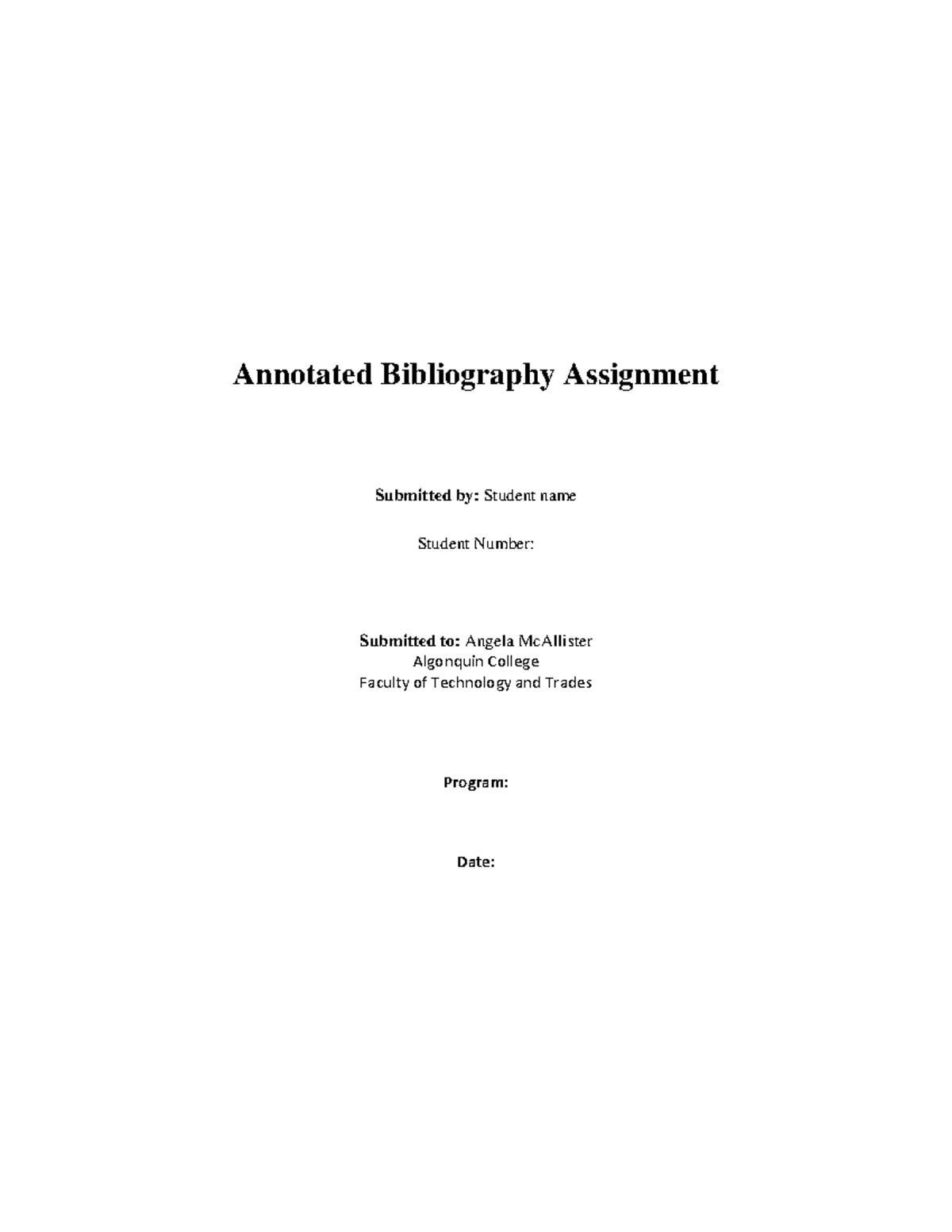 Sample annotated bibliography - Annotated Bibliography Assignment ...