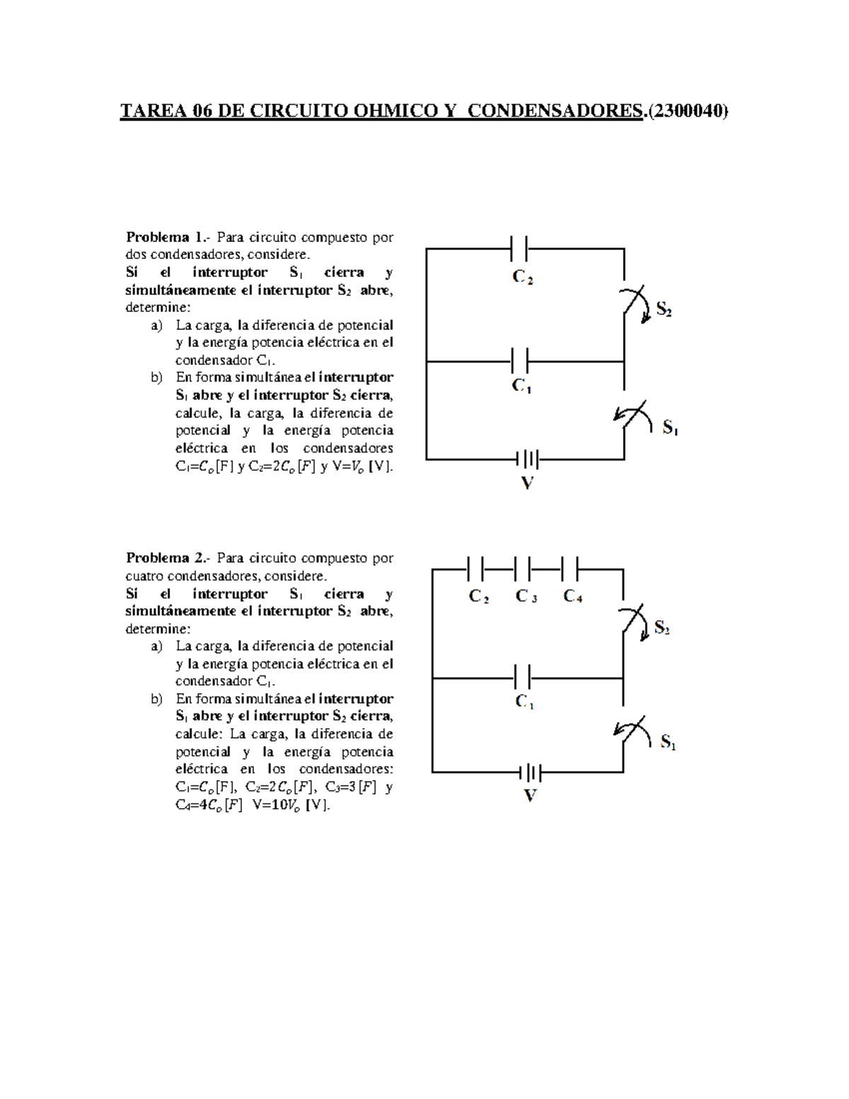 Tarea 06 Circuitos Capacitores Resistencias - TAREA 06 DE CIRCUITO ...