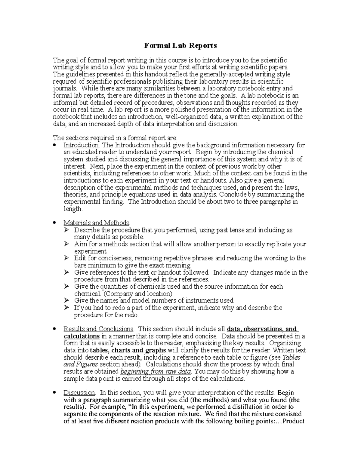 Lab Report Handout Formal Lab Reports The Goal Of Formal Report lab-report-handout-formal-lab-reports-the-goal-of-formal-report