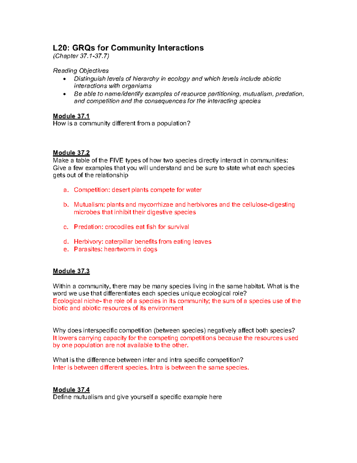 Lesson 20 GRQs Community Interactions - L20: GRQs for Community ...