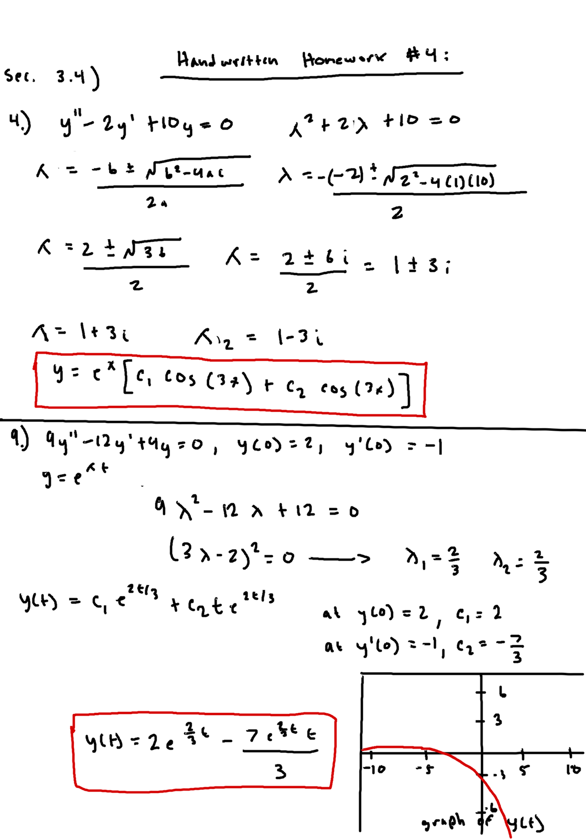 Handwritten Homework 4 - MATH 2310 - Studocu