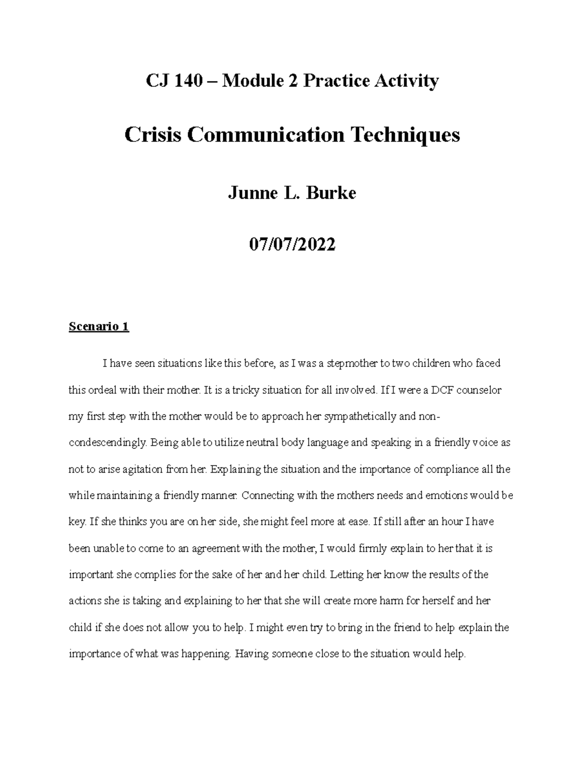 CJ 140 Mod 2 Practice Act - CJ 140 – Module 2 Practice Activity Crisis ...