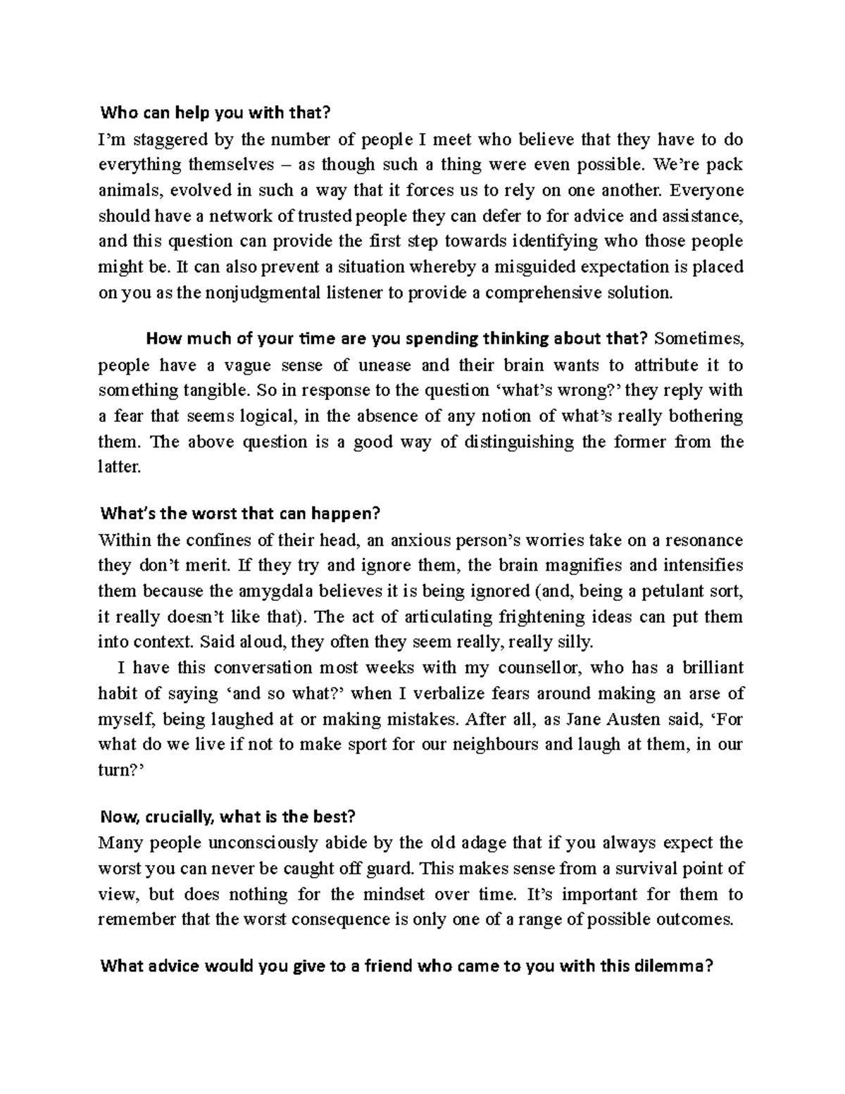 Who can help you with that - Who can help you with that? I’m staggered ...