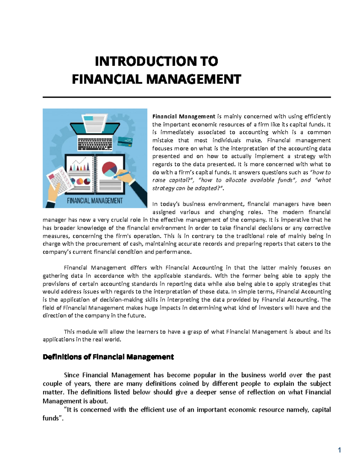 Introduction to Financial Management - INTRODUCTION TO FINANCIAL ...