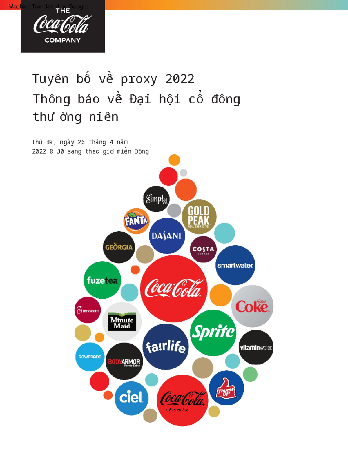 Dịch COCA-COLA 2022 TCCC Proxy - Bookmarked - Tuyên bß vß proxy 2022 ...