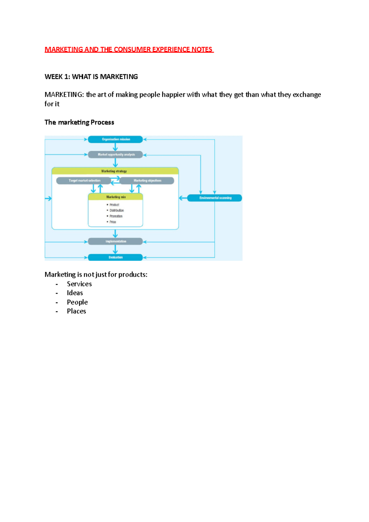 Marketing AND THE Consumer Experience Notes - MARKETING AND THE ...