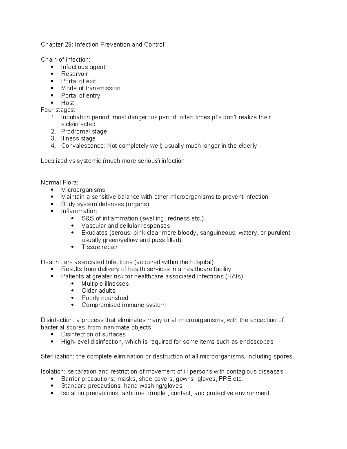 Clinical Judgment II - Chapter 29: Infection Prevention and Control Chain of infection ...