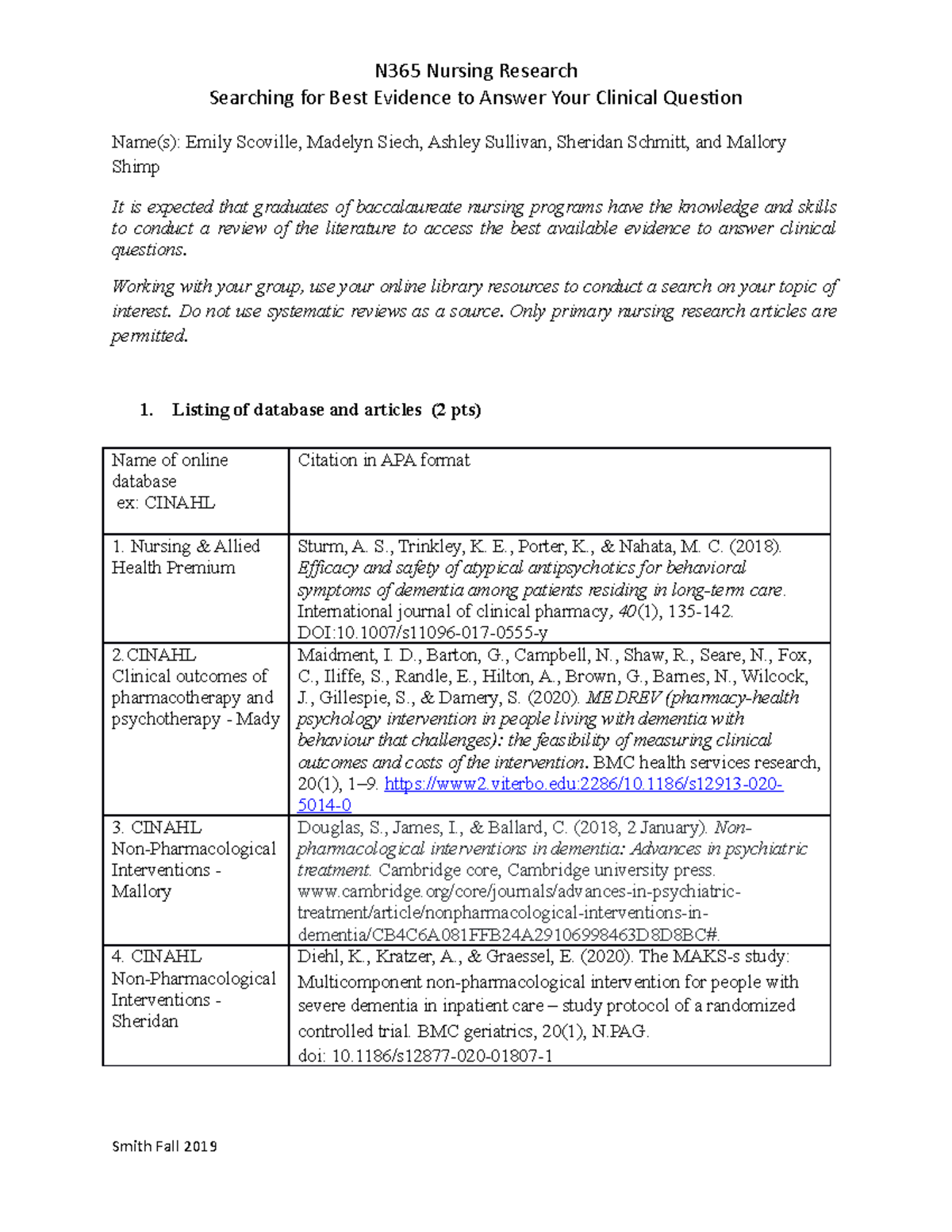 Database worksheet 2021 - Searching for Best Evidence to Answer Your ...