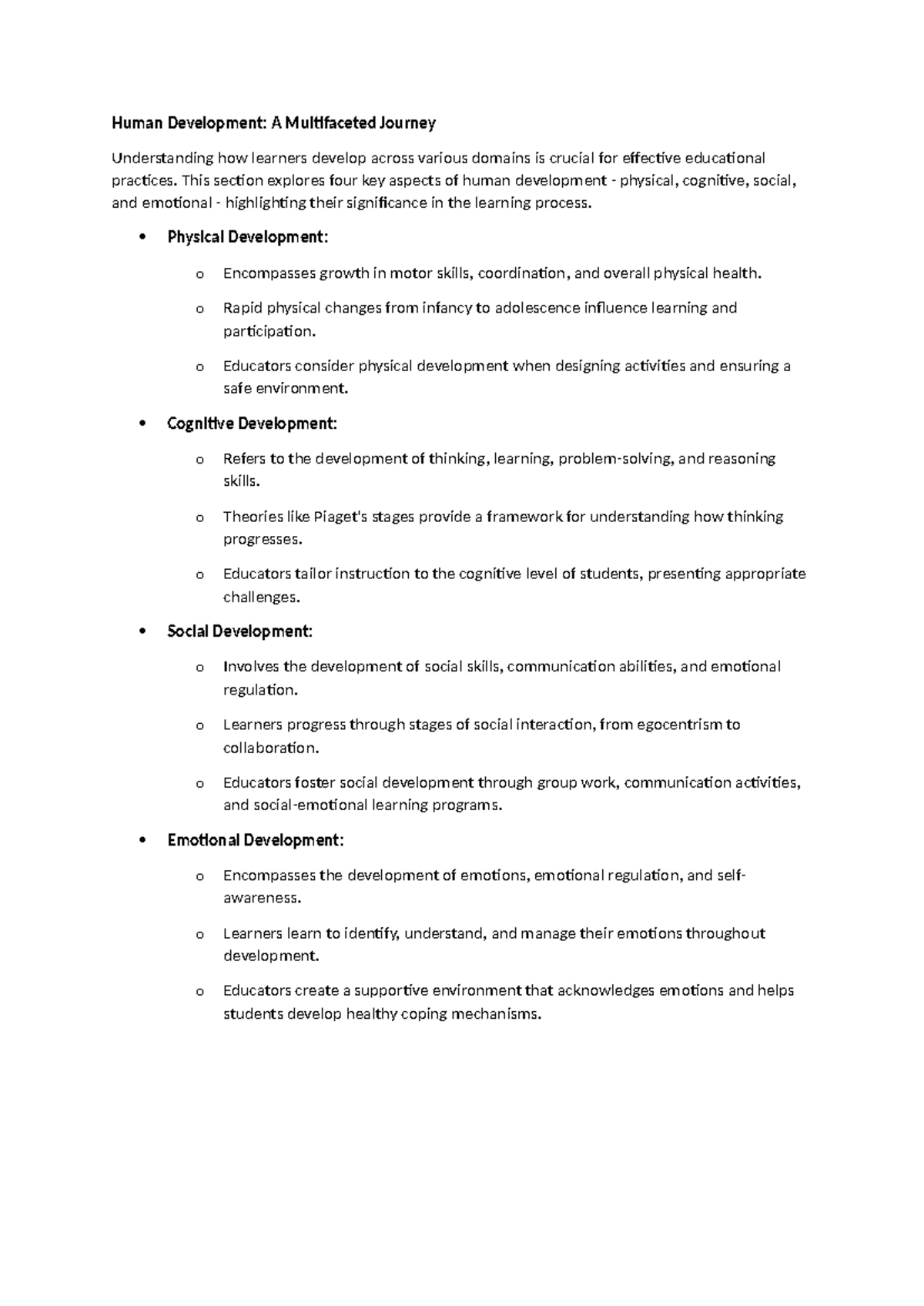 Human Development - Summary General Psychology - Human Development: A ...