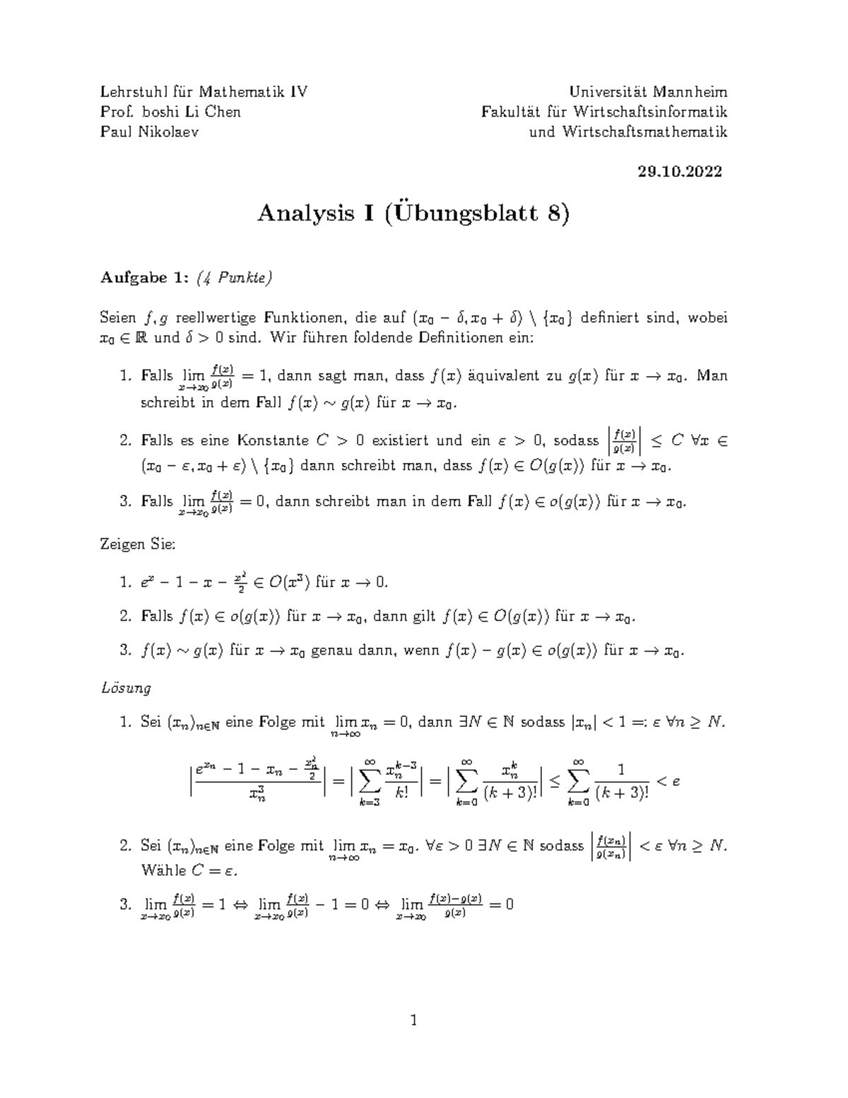 Loesung Uebungsblatt 08 - Lehrstuhl f ̈ur Mathematik IV Universit ̈at ...