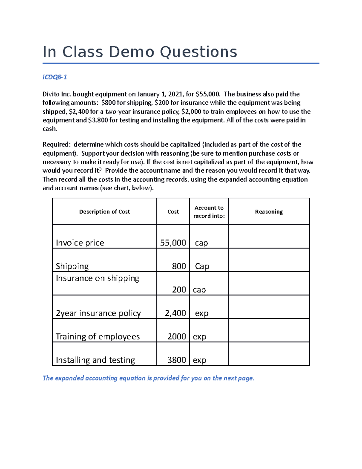 ACC100- Chapter 8 In Class Demo Questions - In Class Demo Questions ...