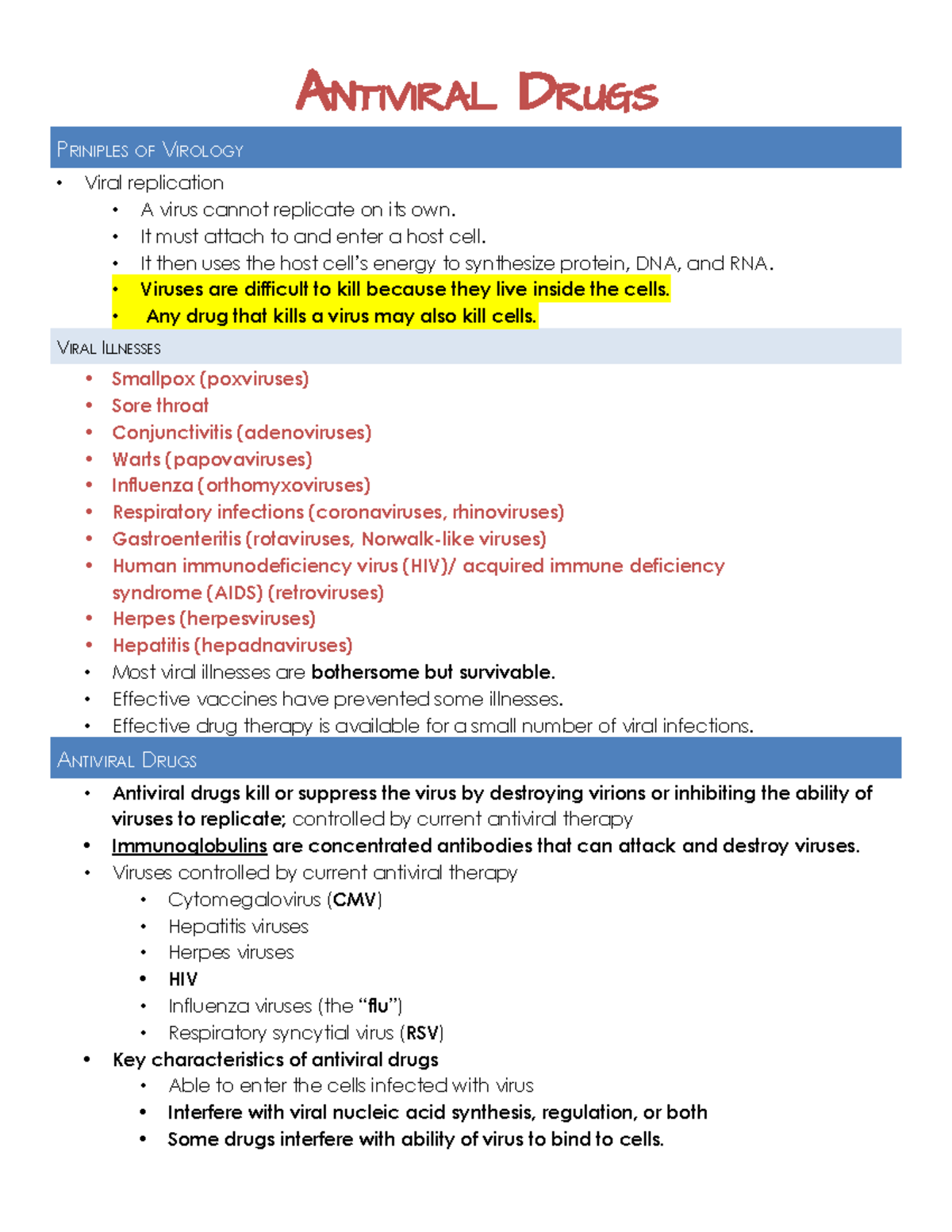 Antiviral Drugs - notes for students - ANTIVIRAL DRUGS PRINIPLES OF ...