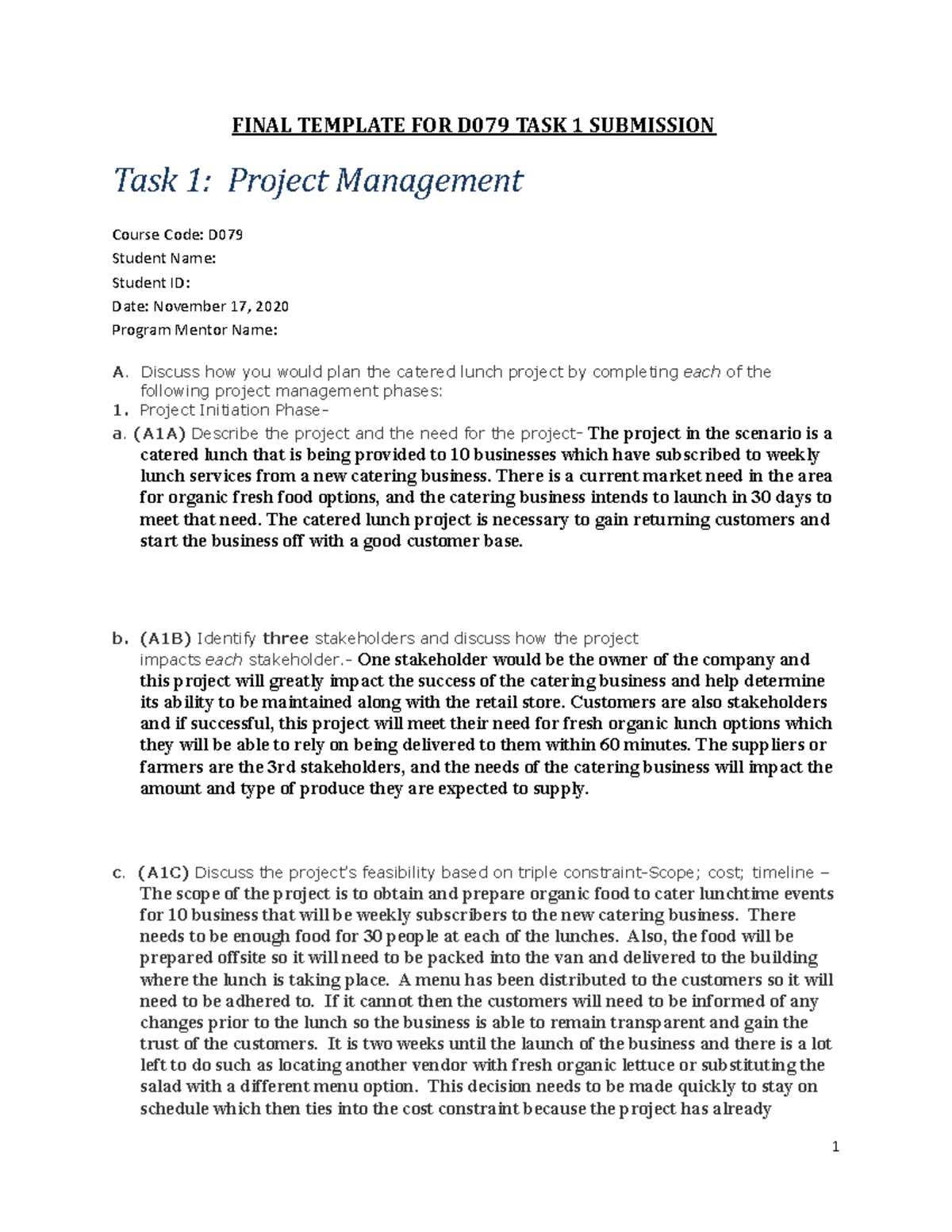 D079 Task 1 - Performance Assessment 1 - FINAL TEMPLATE FOR D079 TASK 1 ...