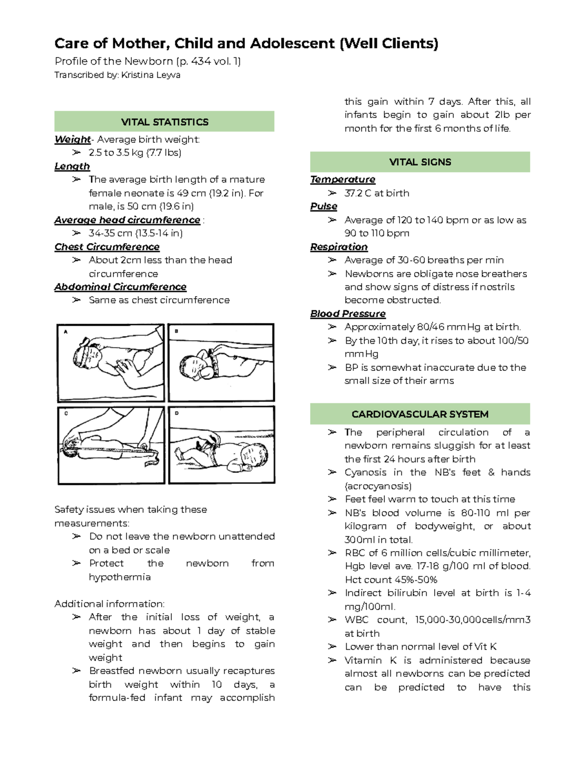 MCN Profile of the Newborn - Profile of the Newborn (p. 434 vol. 1 ...