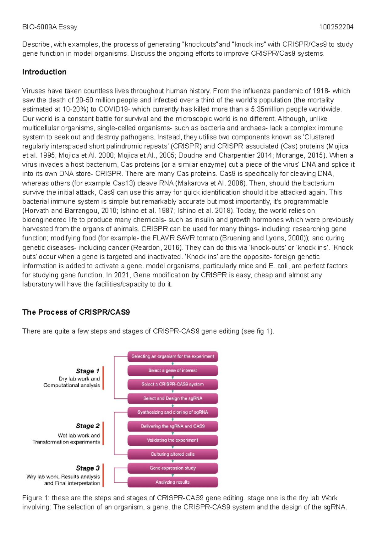 BIO-5009A Essay: CRISPR - Describe, with examples, the process of ...