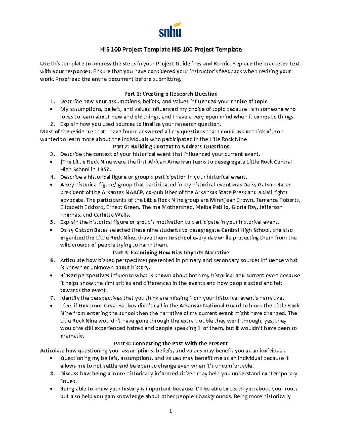 HIS 100 Project Template - Replace the bracketed text with your ...