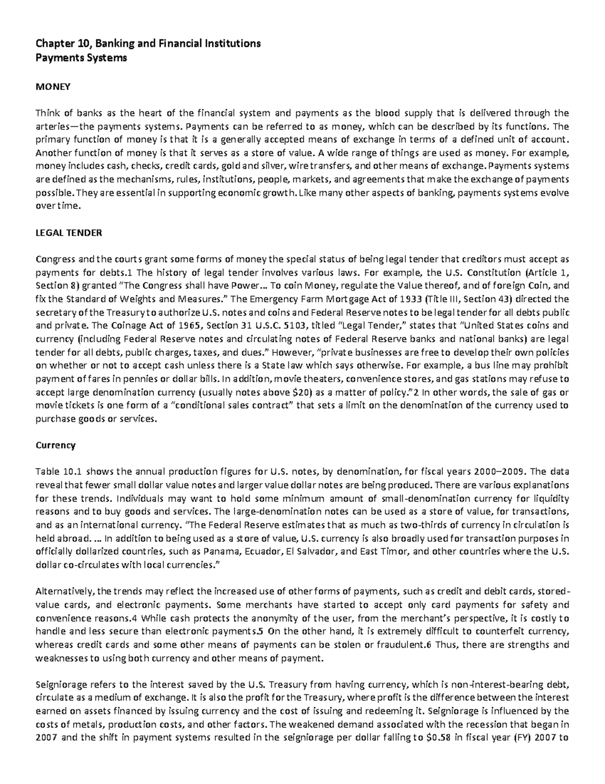 Chapter 10, BFI - notes - Chapter 10, Banking and Financial ...