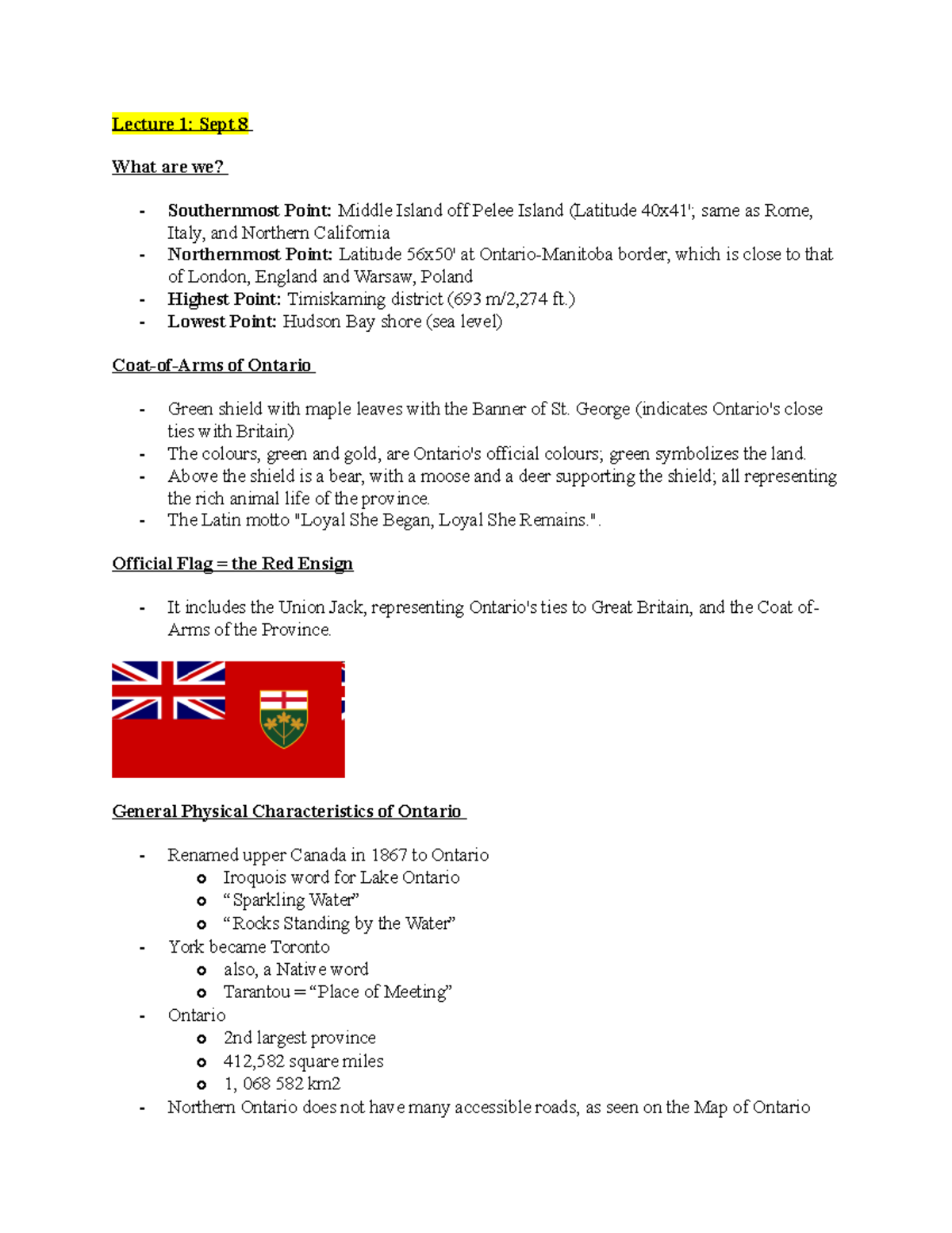 Lecture one - geo of Ontario 2011 - Geo2011 - UWO - Studocu