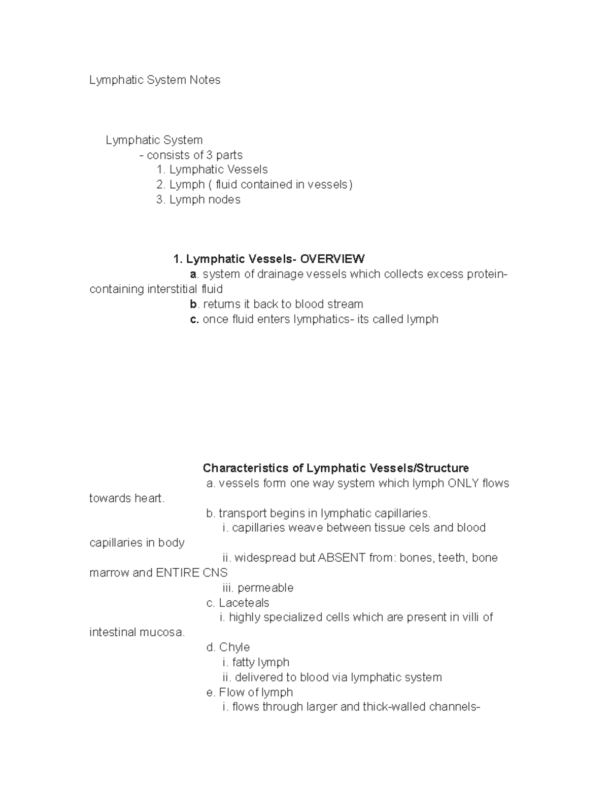 88300731 Lymphatic System Notes - Lymphatic System Notes Lymphatic ...