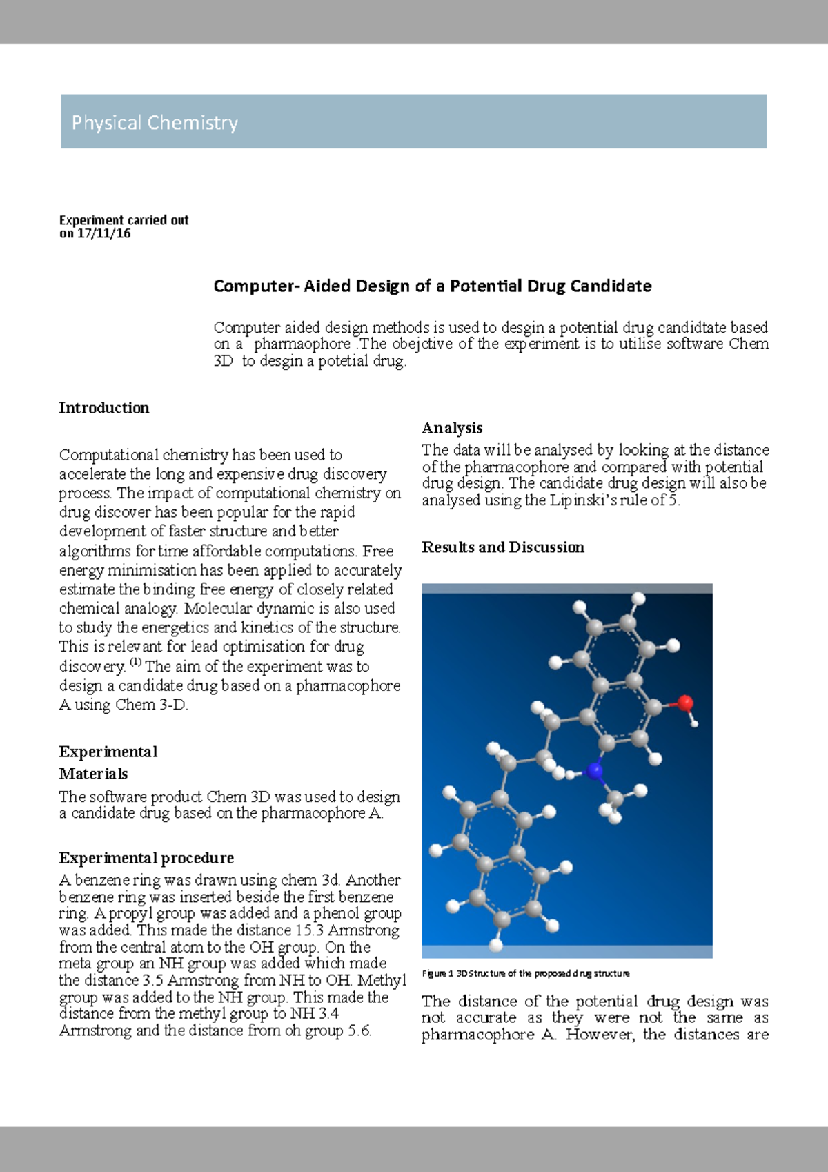 Computer- Aided Design of a Potential Drug Candidate - Physical ...