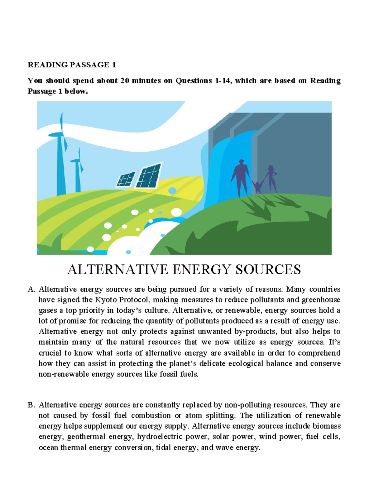 Alternative Energy Source - READING PASSAGE 1 You should spend about 20 ...