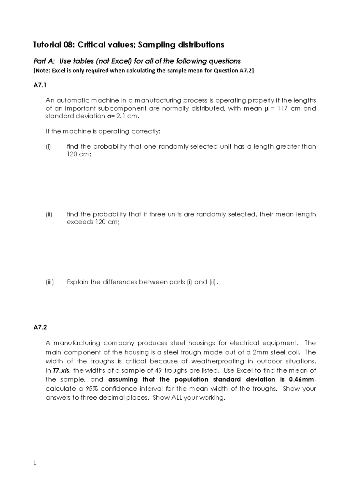 Tutorial work - 8, questions - 1 - Studocu