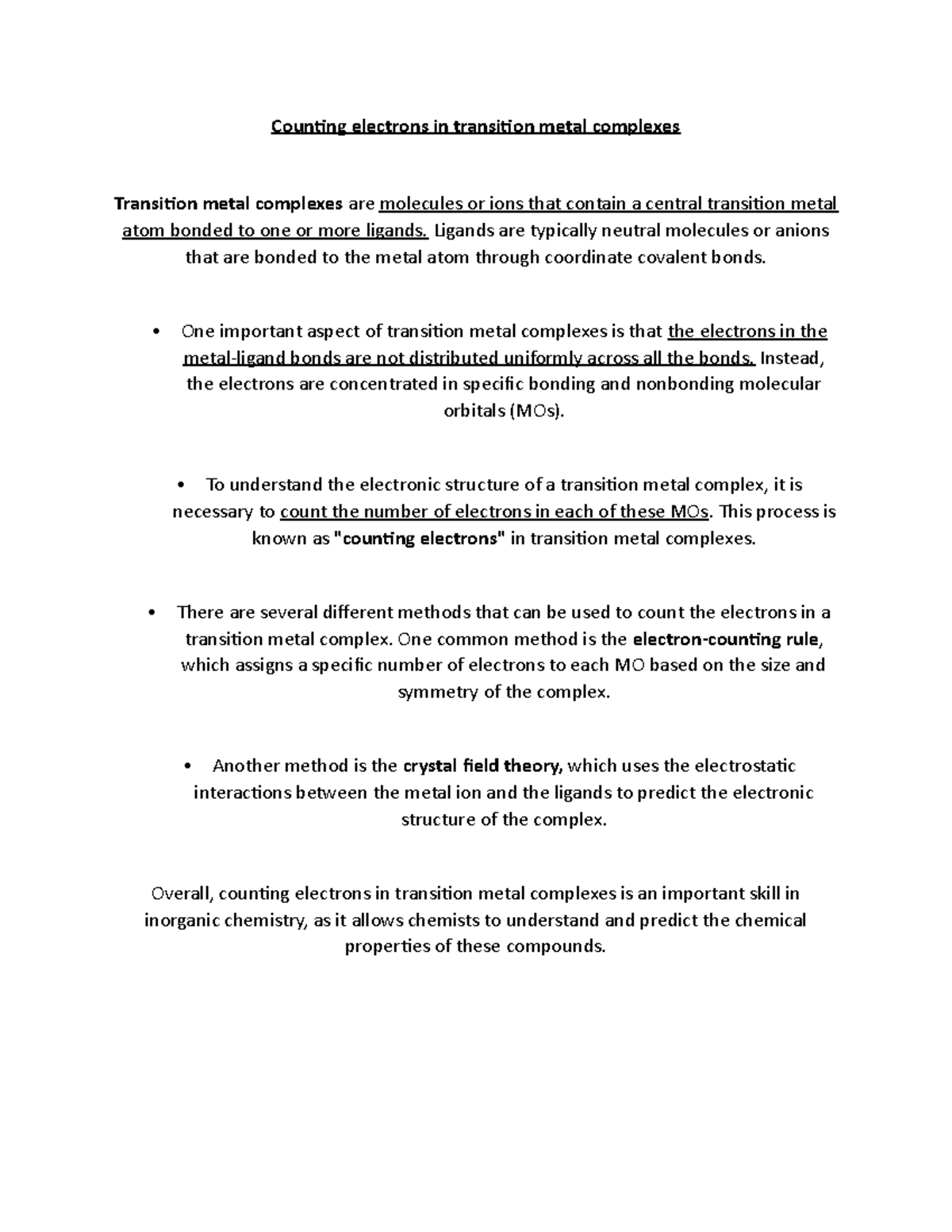 Document 89 43 Counting Electrons In Transition Metal Complexes Counting Electrons In