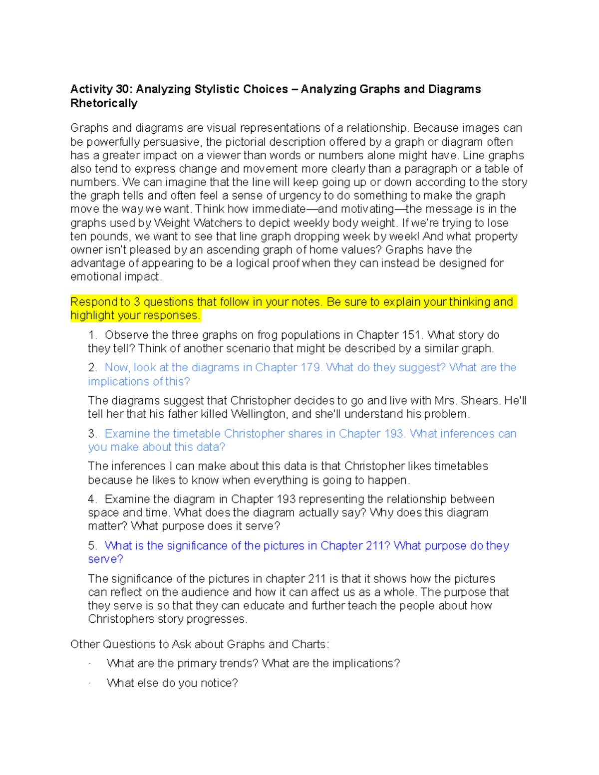 The copy of Curious Incident Class Activity, Week 5 - Activity 30 ...