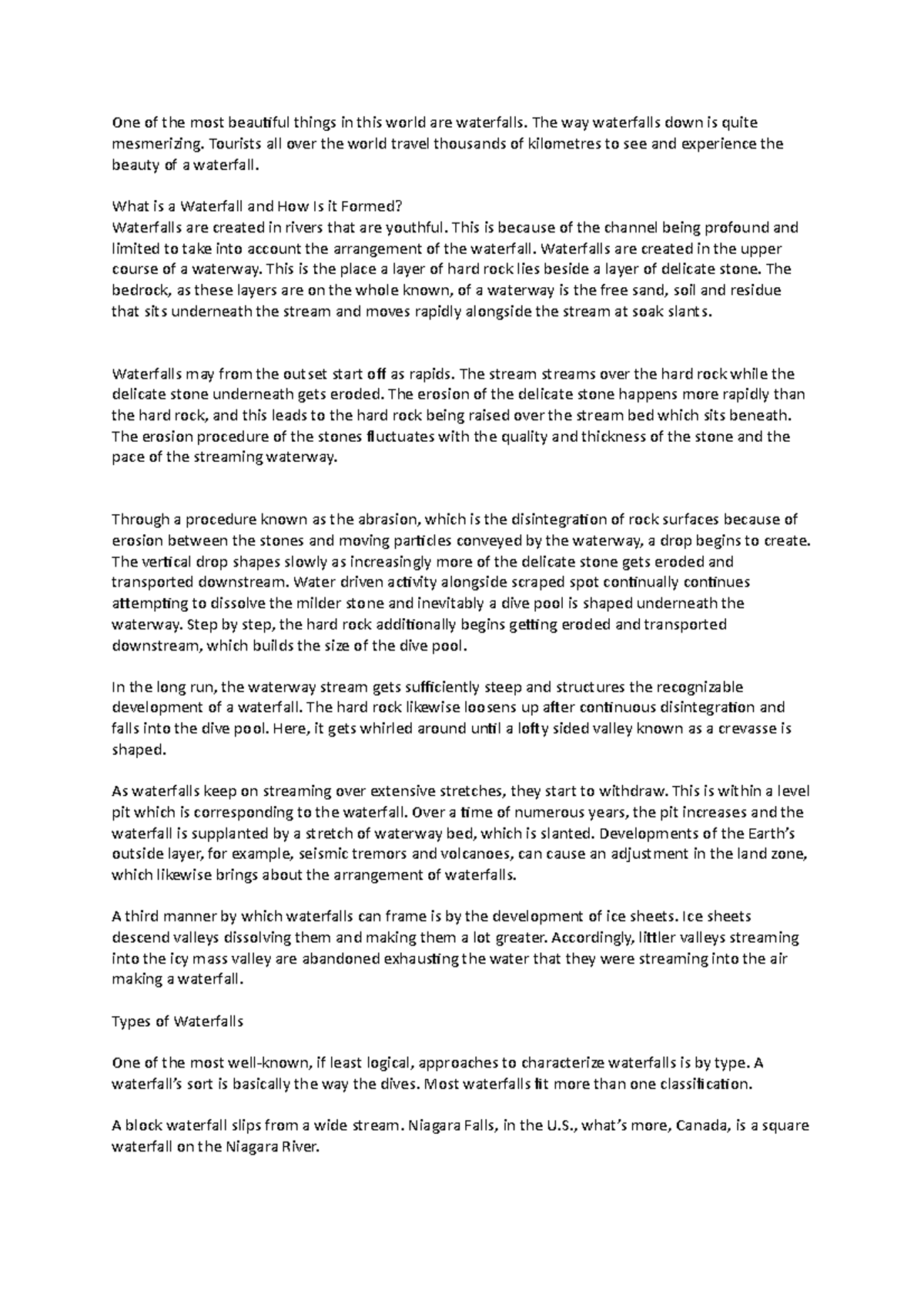 Waterfalls - notes - GEOY1030 - GRE - Studocu