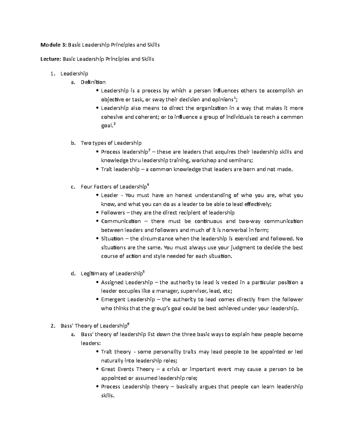 Lesson 4 Leadership - Module 3: Basic Leadership Principles and Skills ...