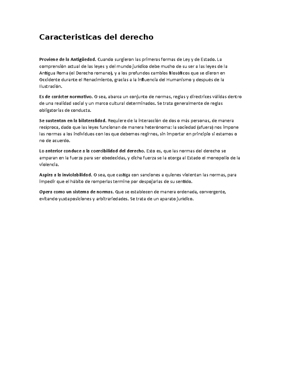 Caracteristicas del derecho - Caracteristicas del derecho Proviene de ...