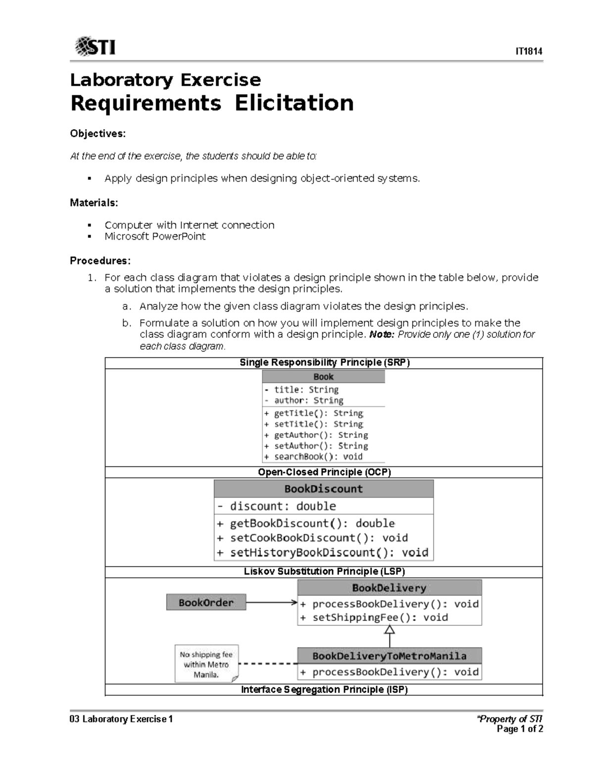 03 Laboratory Exercise 1(8) - IT 03 Laboratory Exercise 1 *Property of STI Page 1 of 2 ...