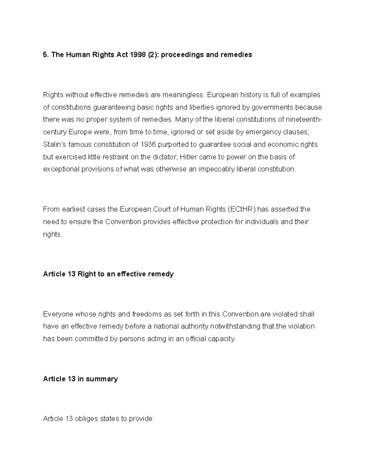 5. The Human Rights Act 1998 (2) proceedings and remedies - 5. The ...