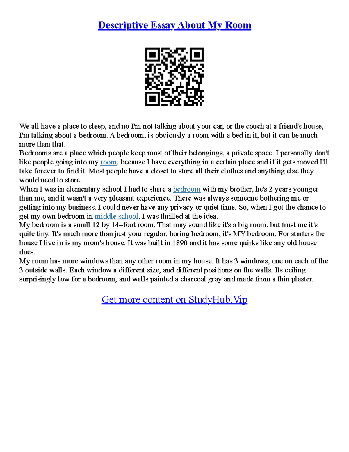 Descriptive Essay Bedroom - Descriptive Essay About My Room We all have ...