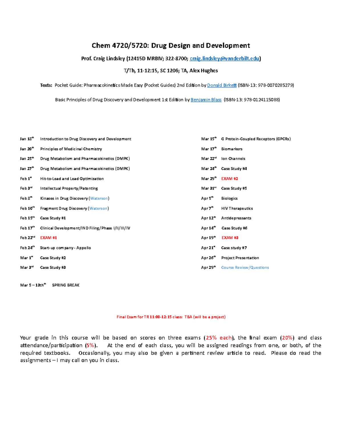 Chem 4720 Sylabus Revised from 2022 (5-28-22) - Chem 4720/5720: Drug ...