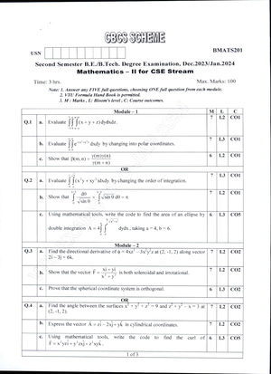 Important Question Bank for Module - 1 for Mathematics 2 for CSE stream ...