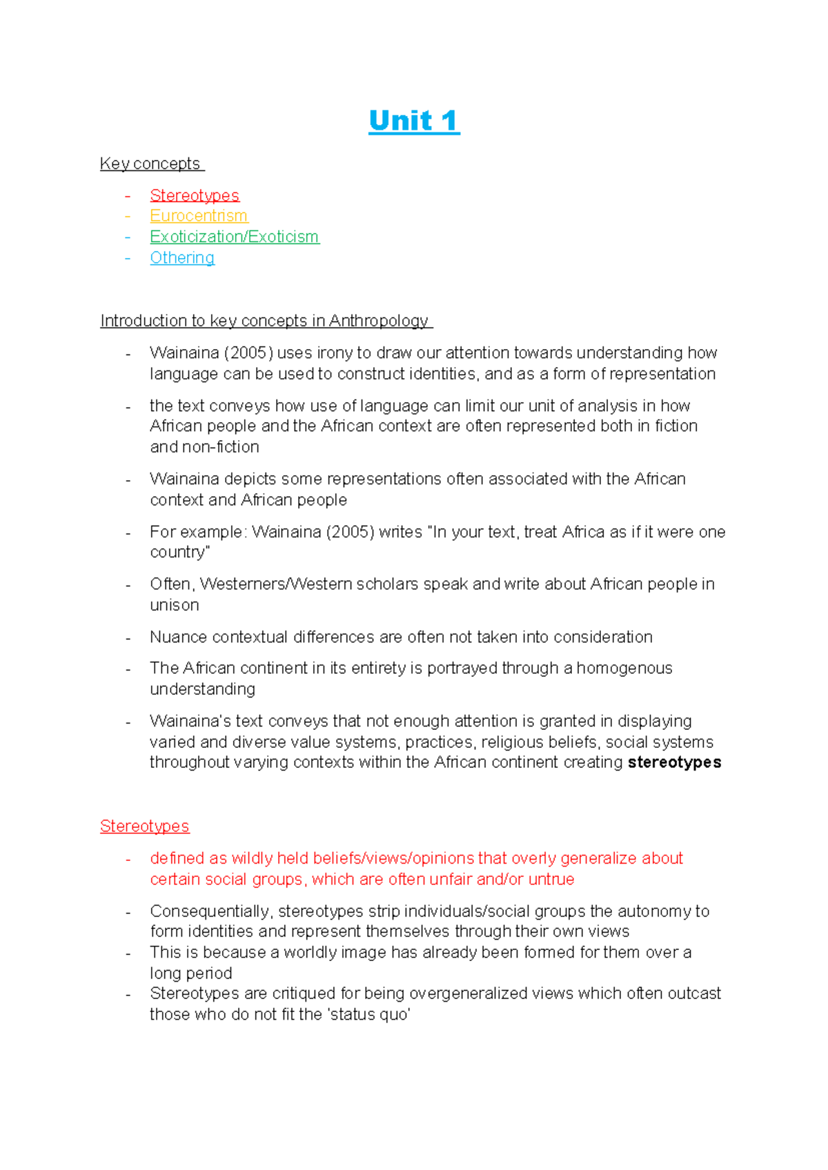 SANL Study Notes - Summary Social Anthropology - Unit 1 Key concepts ...