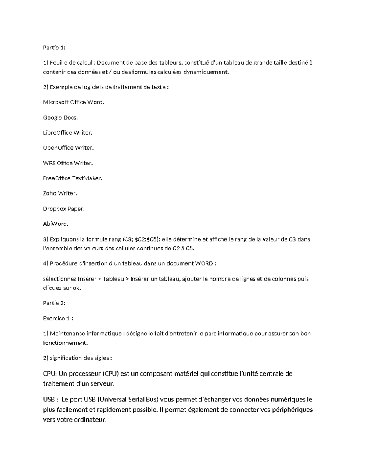 Corrigé bac A4 2024 - Partie 1: 1) Feuille de calcul : Document de base ...