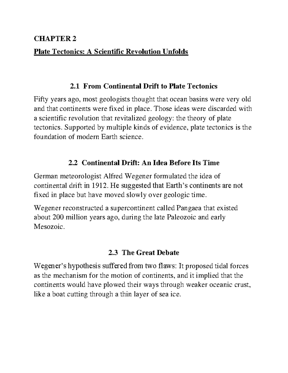 Essentials of Geology - Chapter 2 - Plate Tectonics; A Scientific ...