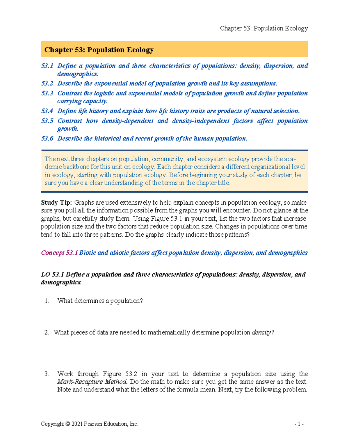 AP Bio reading guides - Copyright © 2021 Pearson Education, Inc. - 1 ...