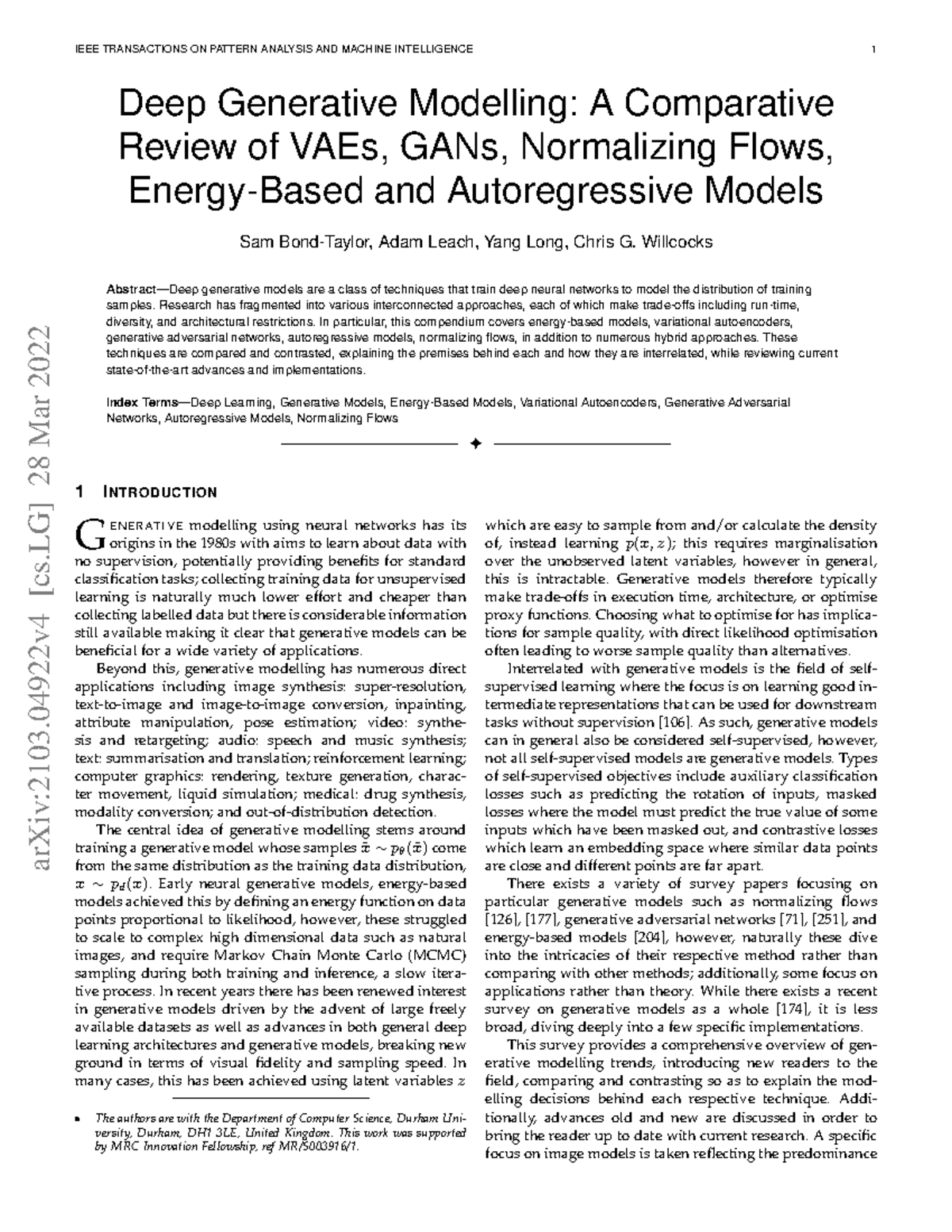 Deep Generative Modelling: A Comparative Review of VAEs, GANs ...