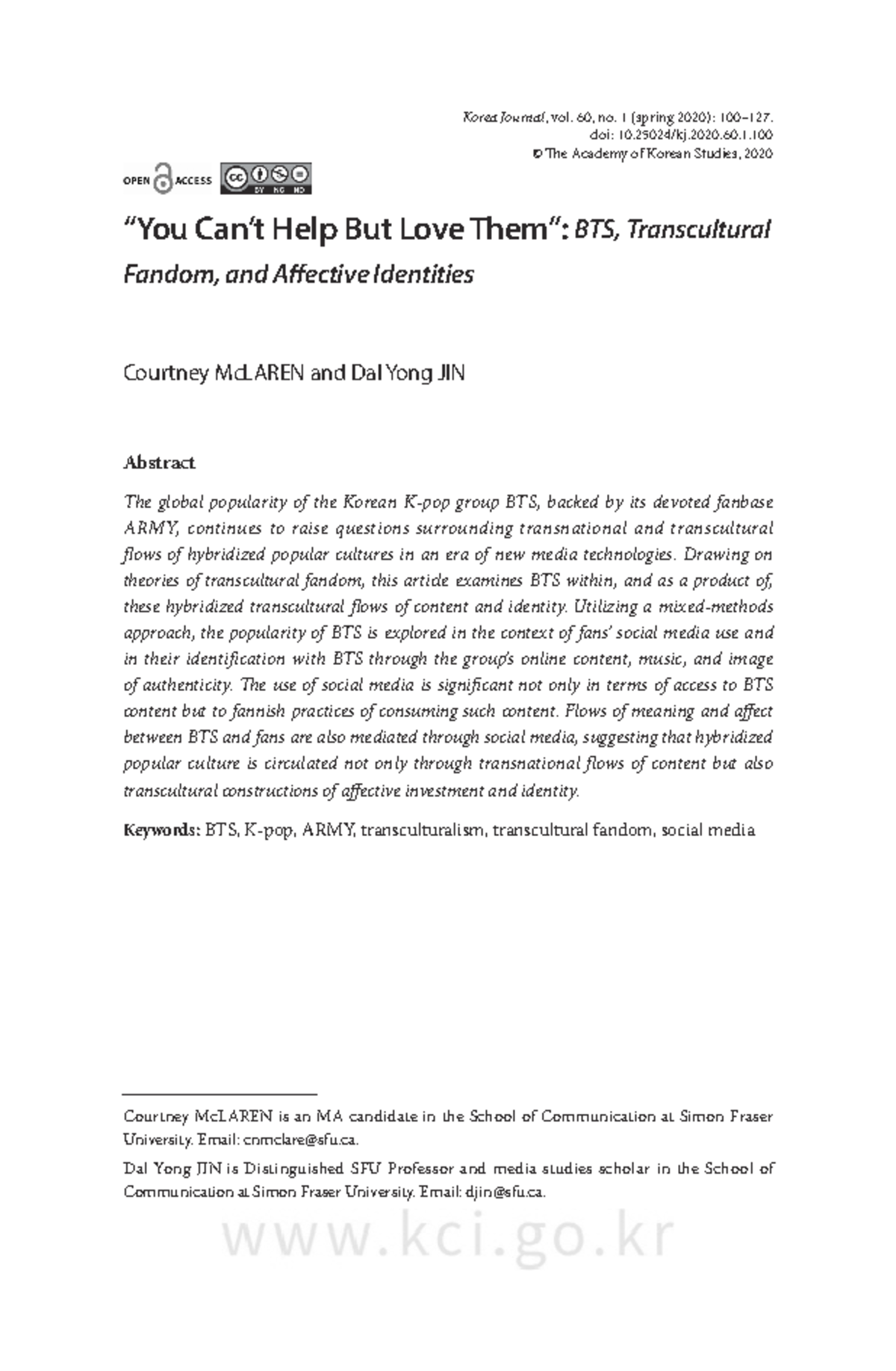 Journal 60 1 100 - Aaa - Abstract The global popularity of the Korean K ...