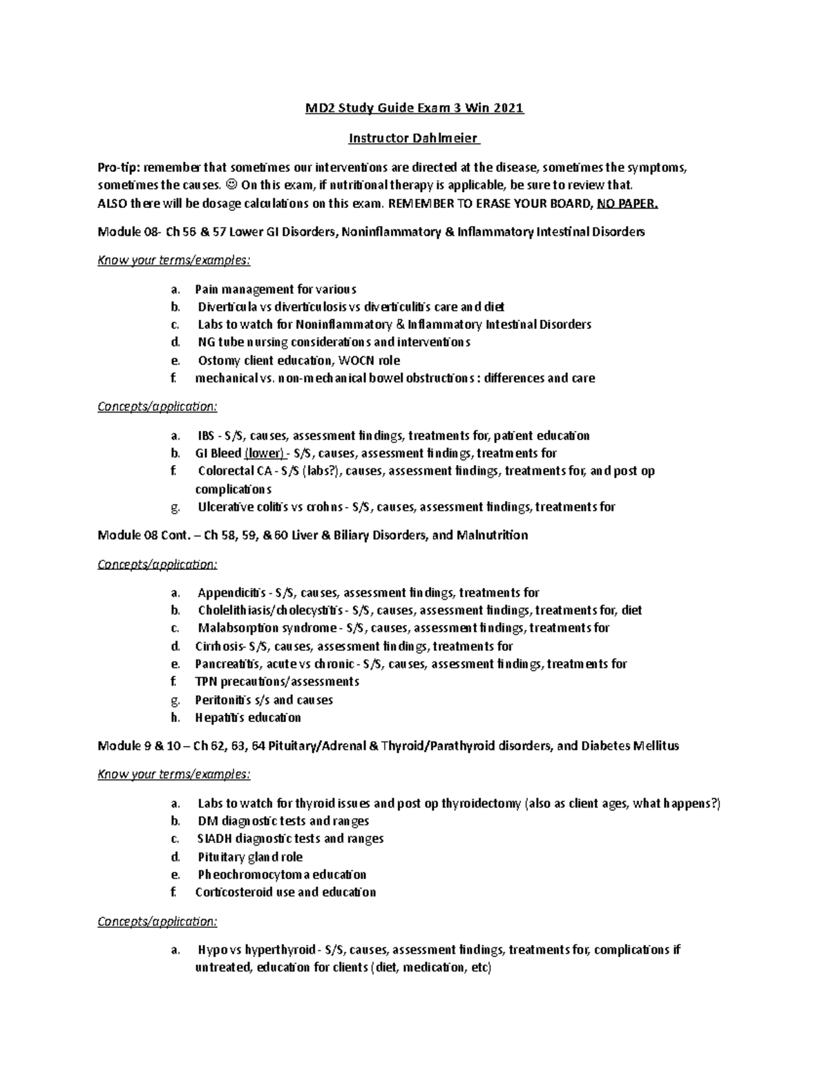 MD Study Guide Exam 3 Spr2021 2 - MD2 Study Guide Exam 3 Win 2021 ...
