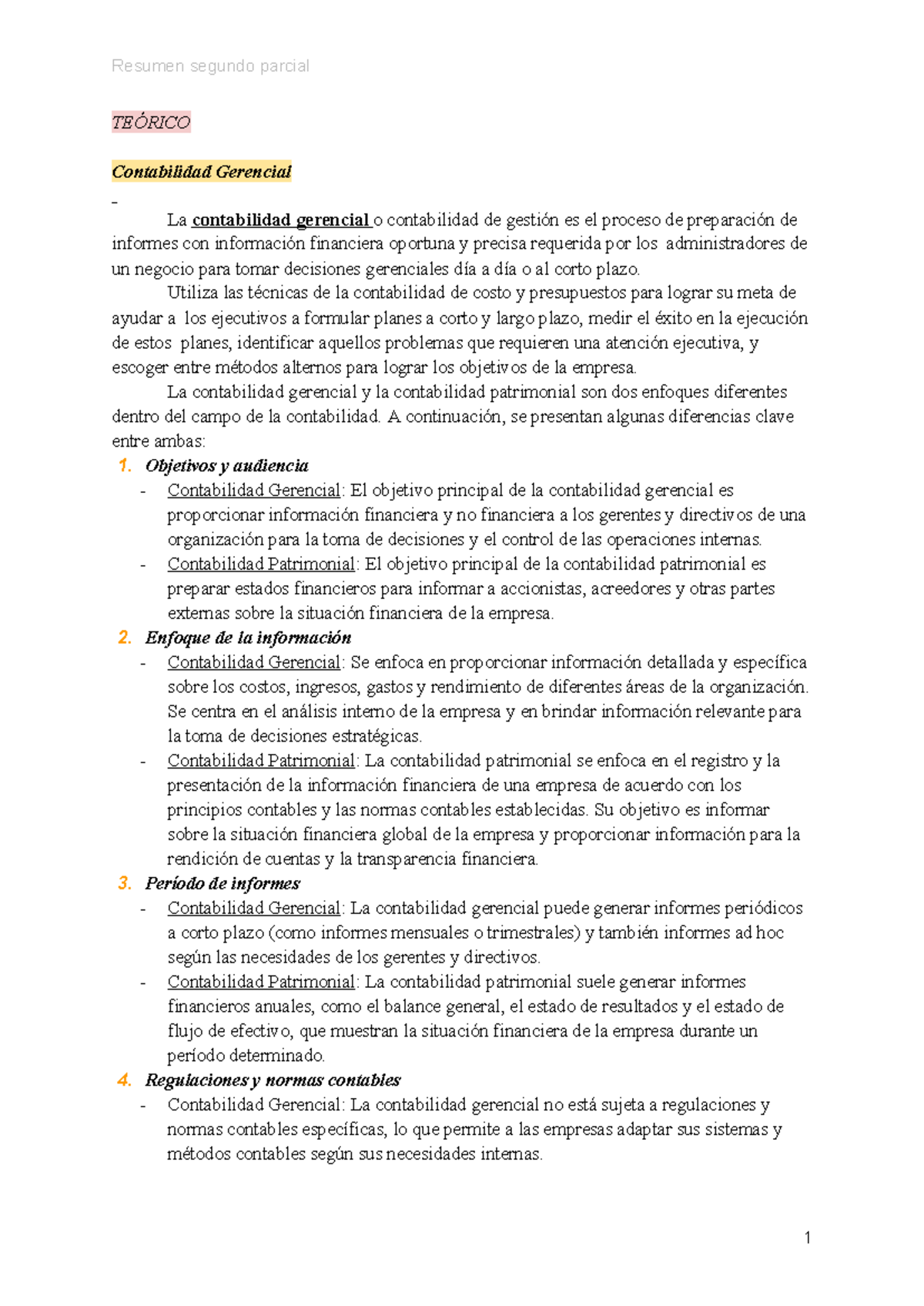 Resumen Teoría Contable - TEÓRICO Contabilidad Gerencial La ...